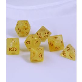 Gul swirl , 7 tärningar, guld siffror | Mad Wizard Games